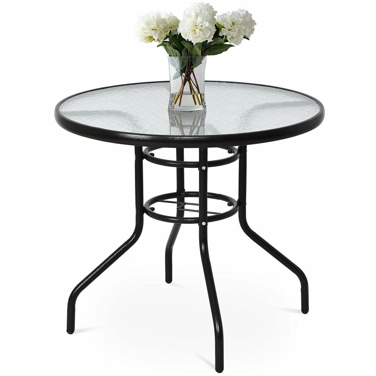 Patio Round Table Steel Frame Dining Table - Walmart.com