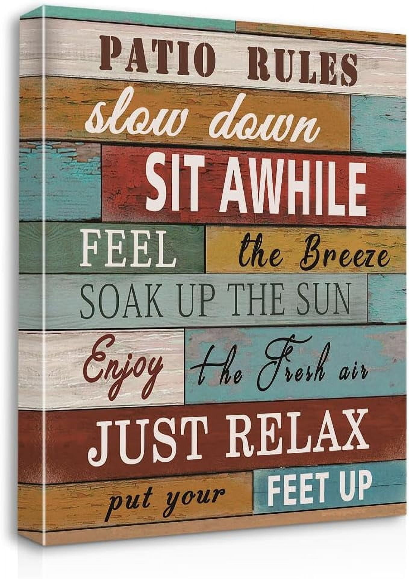 Patio Rules Canvas Wall Art Prints Artwork Signs Framed for Patio Porch ...