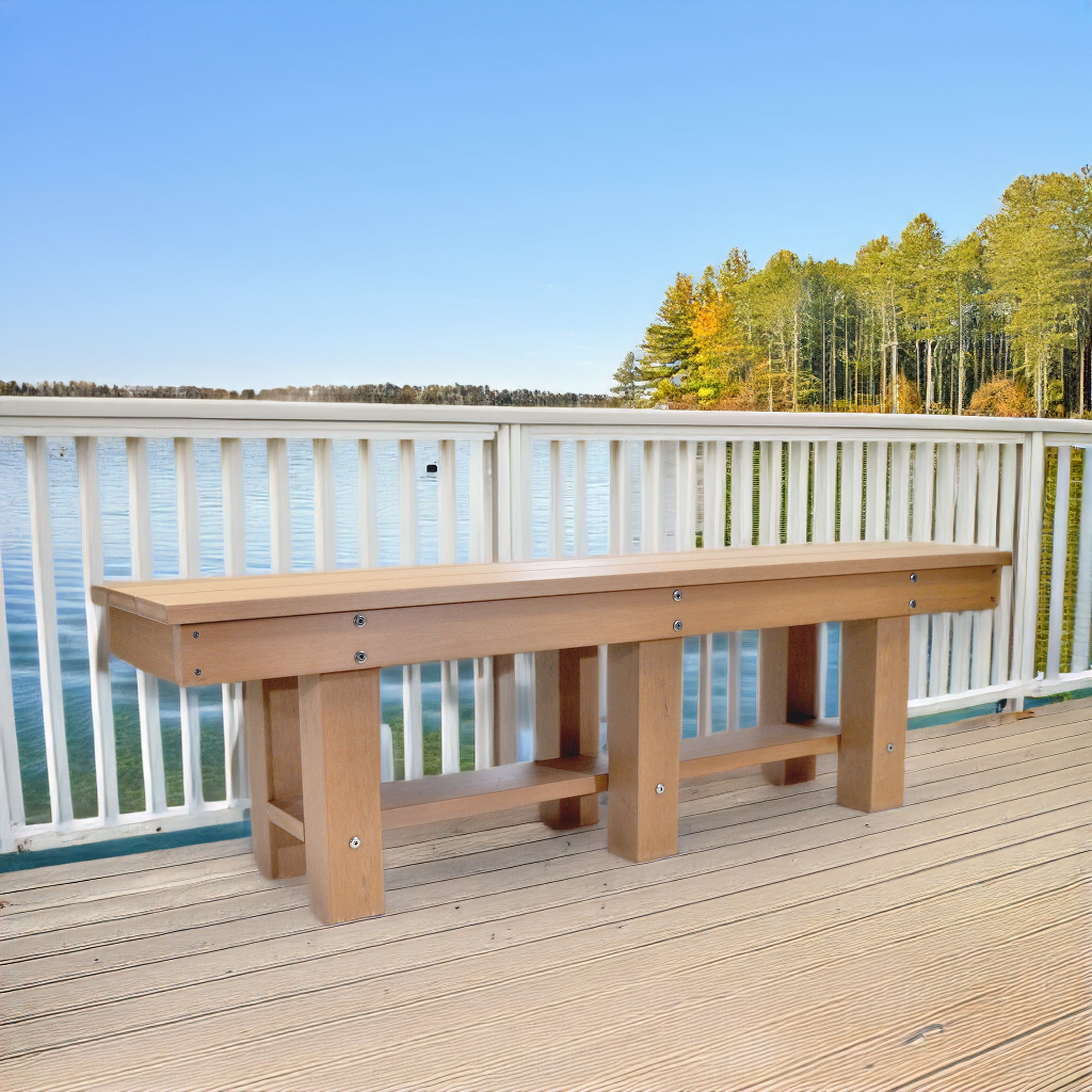 Patio Seating, 60" Outdoor Garden Bench, Natural Wood,Wood Outdoor ...