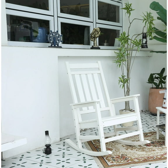 ZENSTYLE Rocking Chair High Back Wooden Rocker Chair for Porch Lawn ...