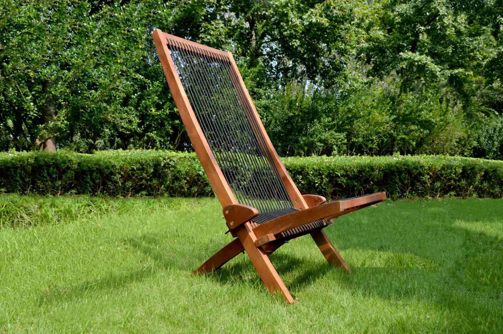 Patio Seating, folding roping wood chair, Outdoor Seating, Garden ...