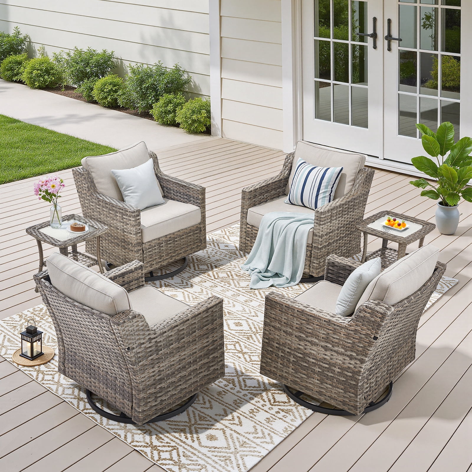 Patio Sectional Chairs Set, PPorfamilia 6 Piece Furniture Set with 360 ...