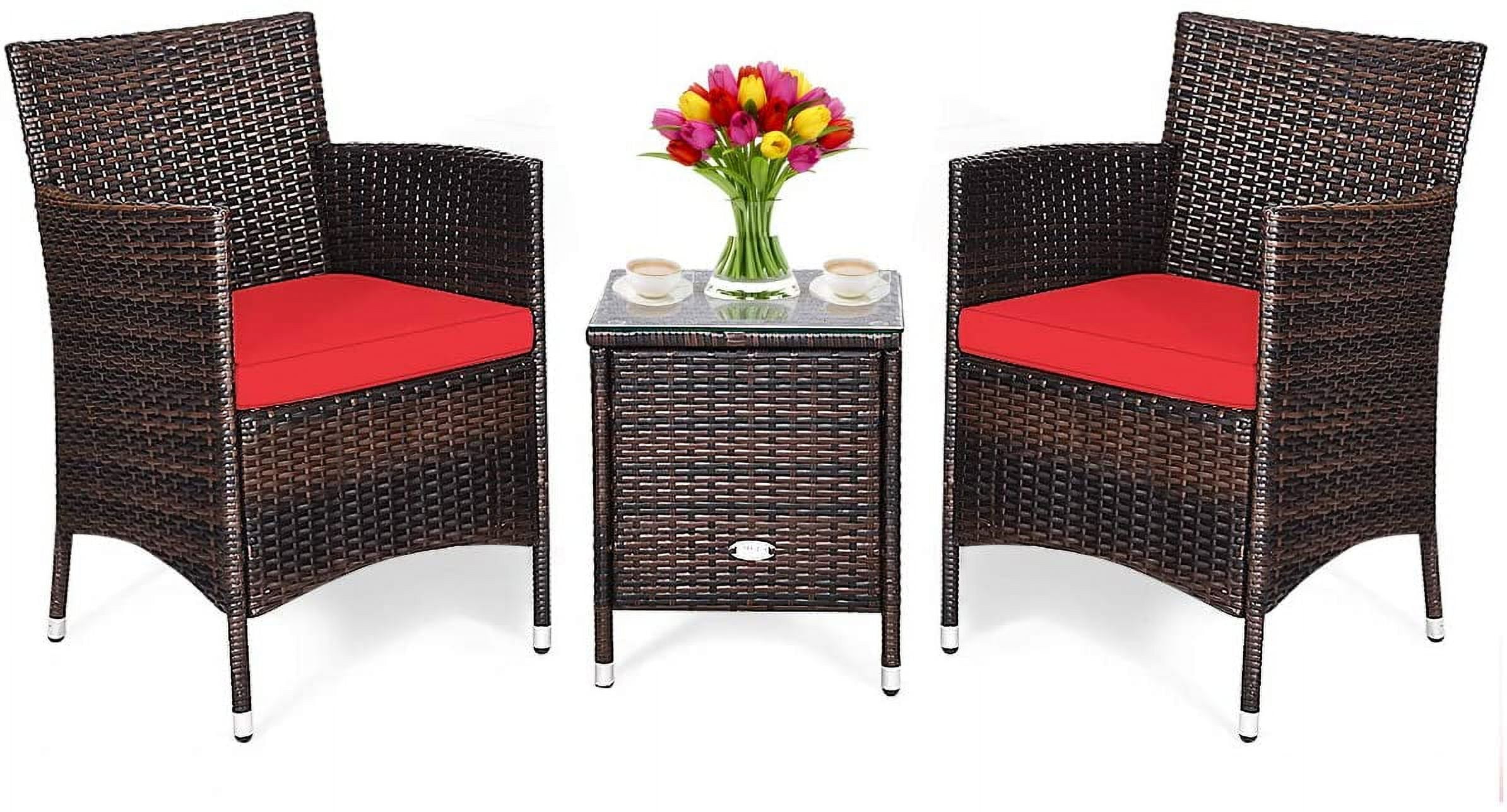 Patio Set Outdoor Rattan Conversation Set with Coffee Table Chairs ...