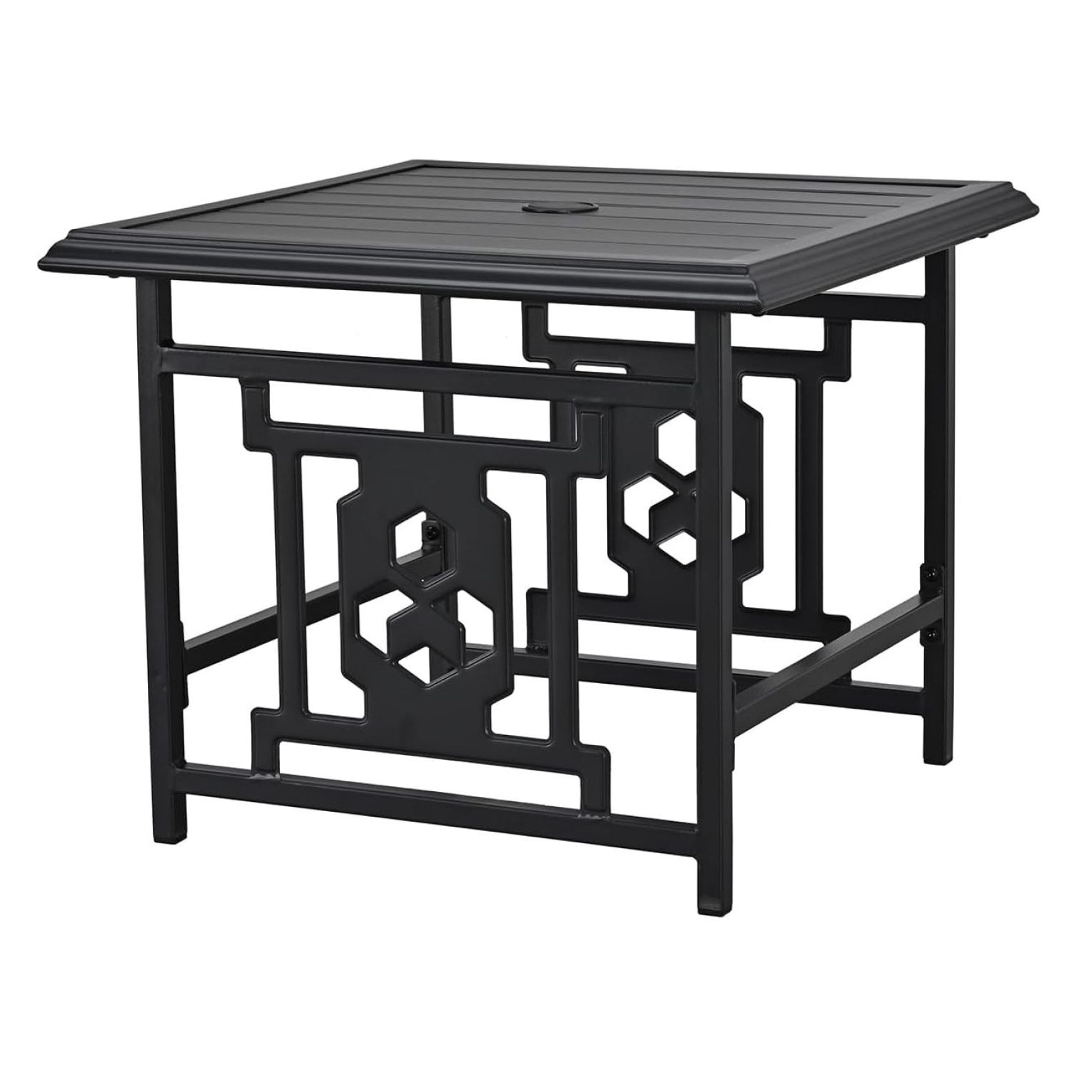 Patio Side Bistro Table Stand with Umbrella Hole Base Outdoor Garden ...