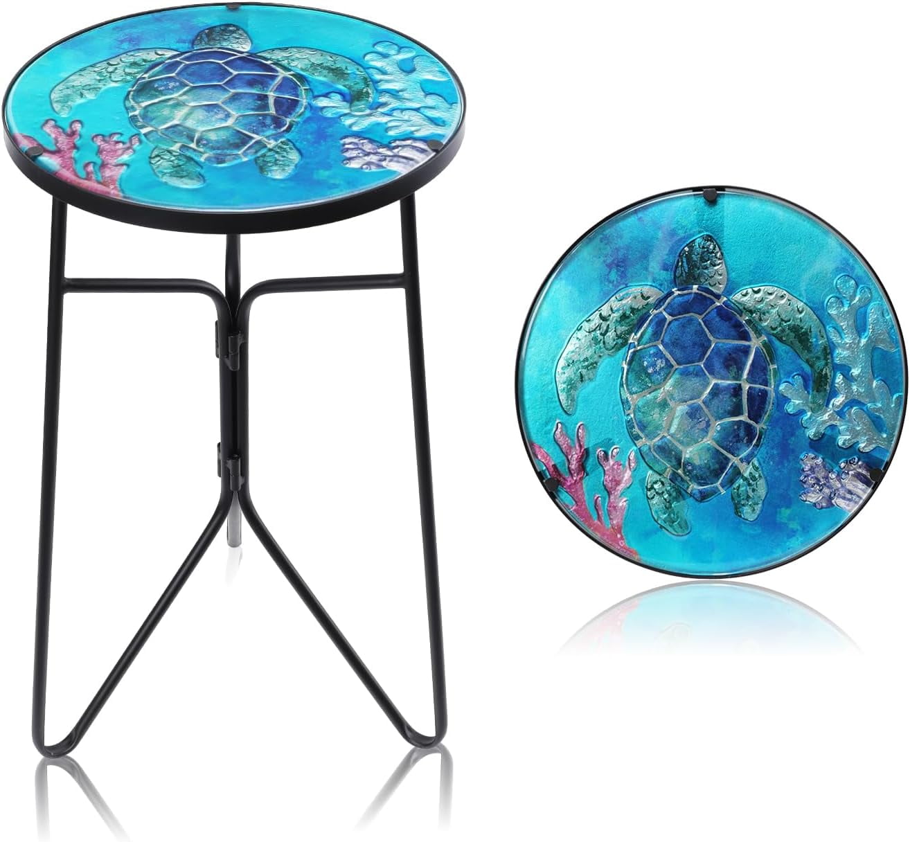 Patio Side Table Outdoor Accent Table Bistro Coffee Table Plant End ...