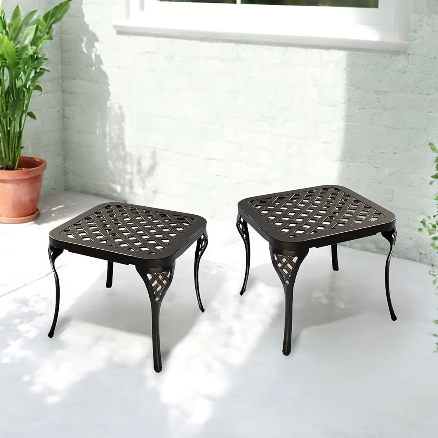 Patio Side Table Outdoor Small End Table Metal Accent Tables for Patio ...