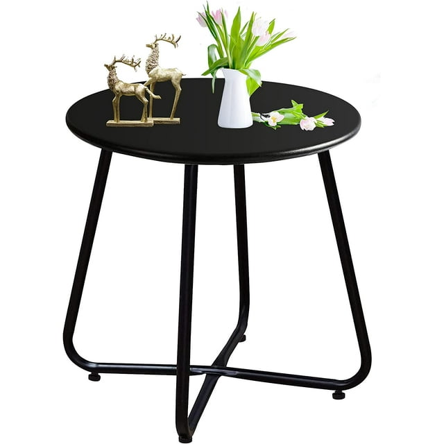 Patio Side Table Outdoor, Small Roud Metal Side Table, Weatherproof ...