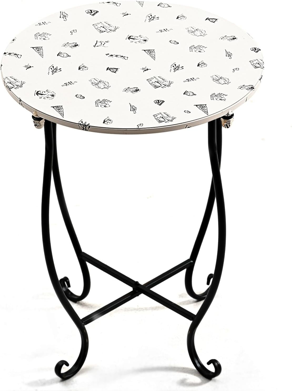 Patio Side Table, Versatile 14" Round Side Table Metal Stand for ...