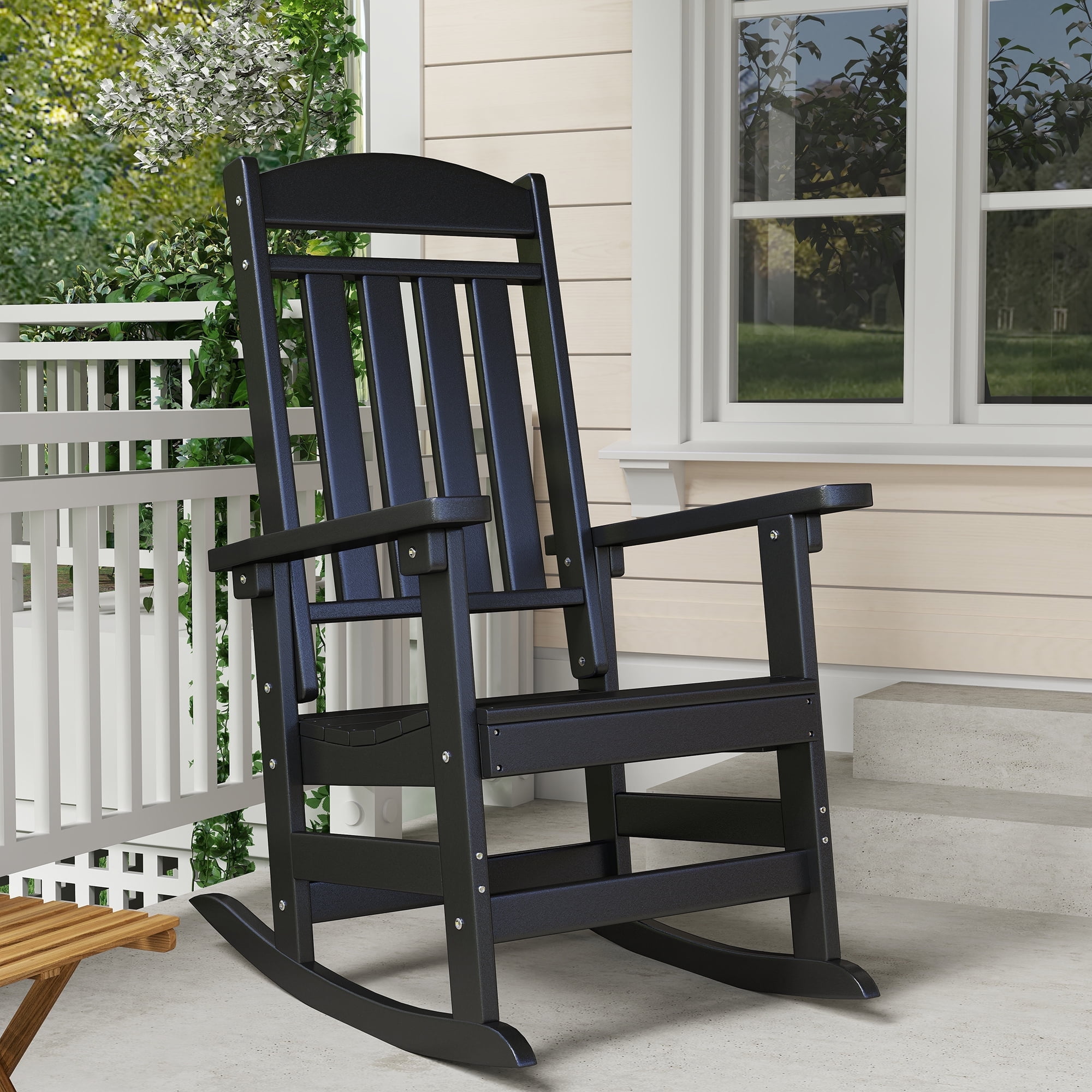 FOOWIN Outdoor Rocking Chair, Weatherproof Patio High-Back Rocker ...