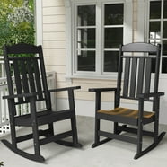 Outdoor Rocking Chair Set of 2, HDPE Plastic Porch Rocker, Navy Blue ...