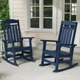 Patio Slat Rocking Chair Set of 2, HDPE Plastic Weather Resistant Porch ...