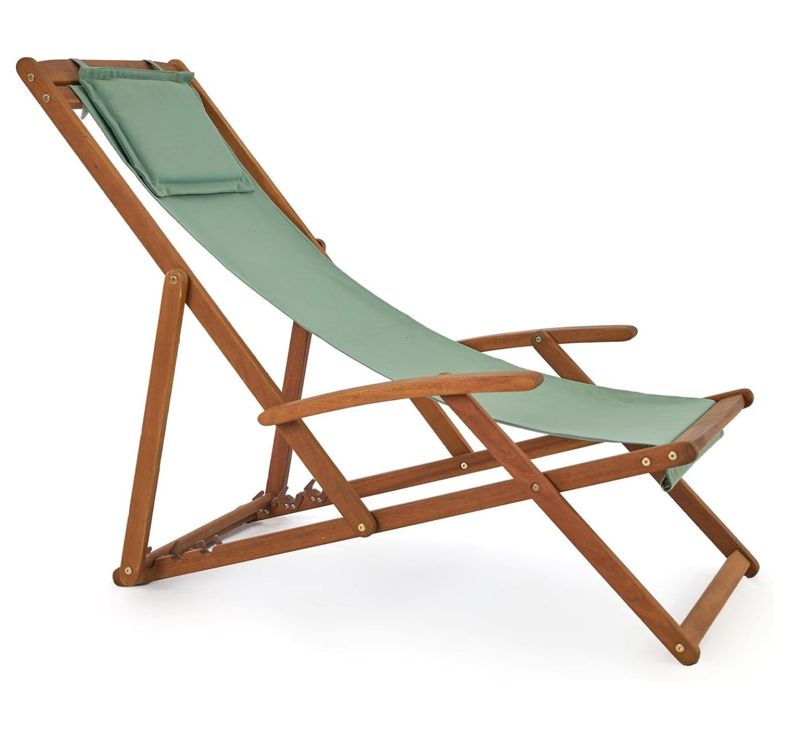 Patio Sling Chairs, Outdoor Adjustable Beach Chair with Armrest ...