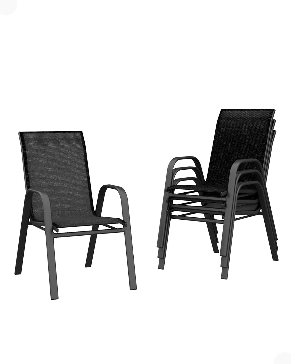 Patio Stackable Chairs Set of 4, Outdoor Dining Chairs, Outdoor ...
