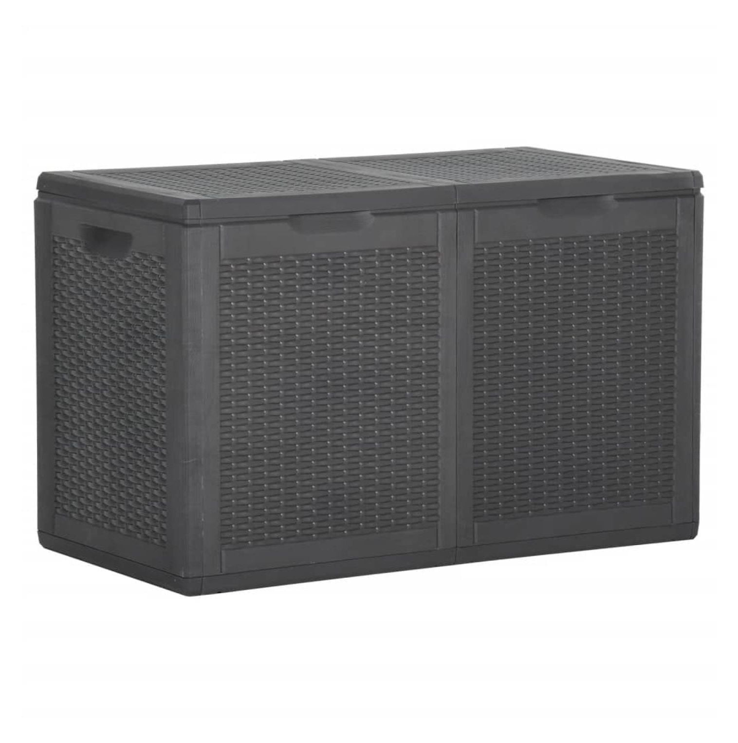 Patio Storage Box 47.6 Gal Black PP Rattan - Outdoor Deck Storage Chest ...