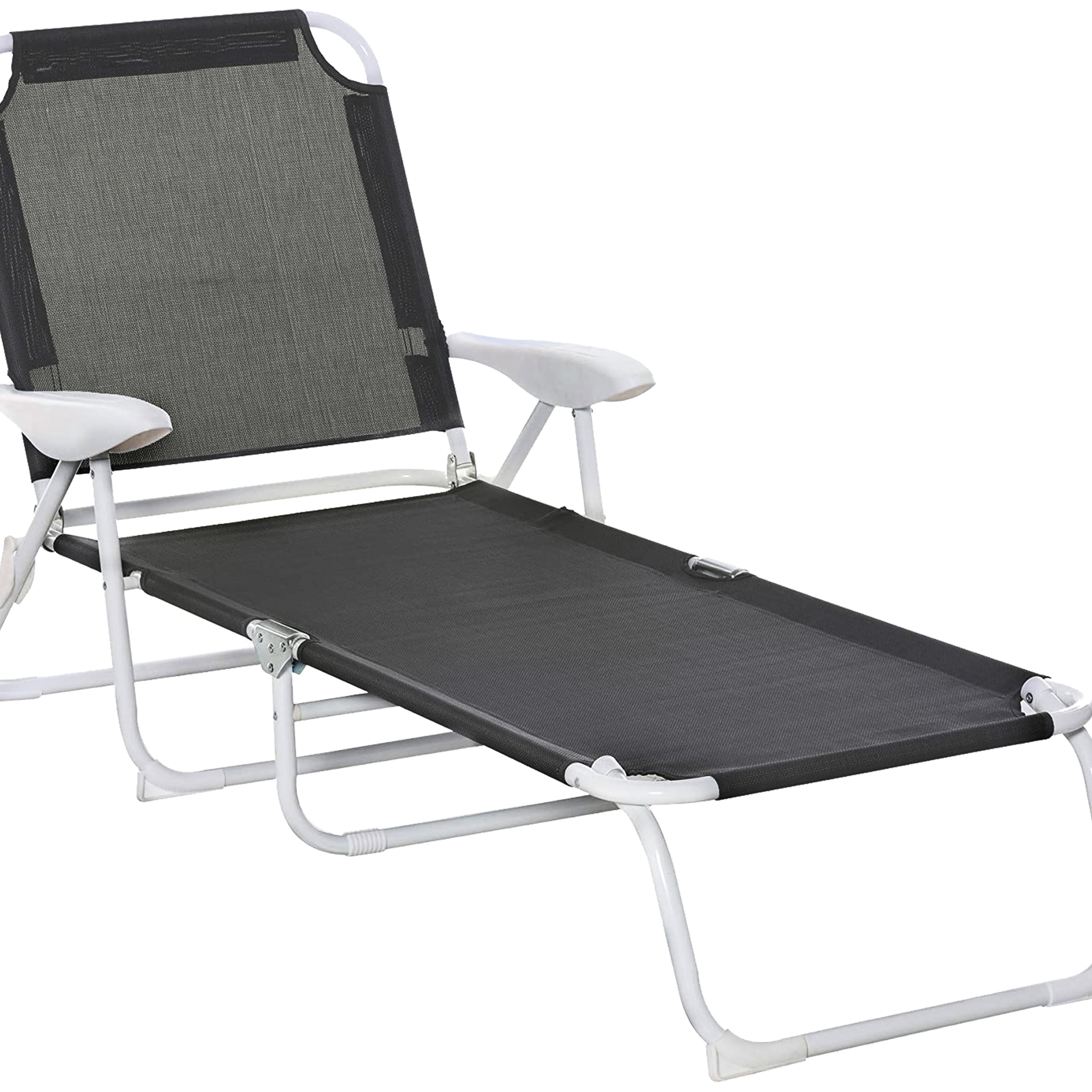 Patio Sun Chair With Folding Feature, 4, Dark Gray Mesh Fabric, , Metal ...