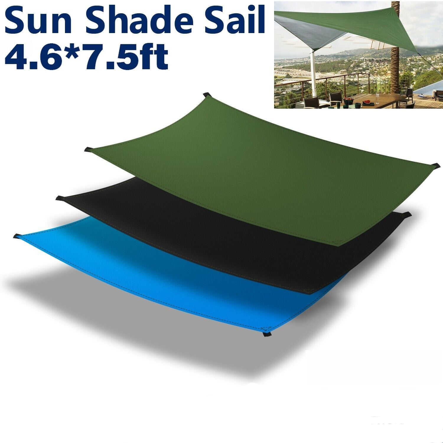 Patio Sun Shade Sail Canopy, 4.6' x 7.5' Rectangle Shade Cloth, Outdoor ...