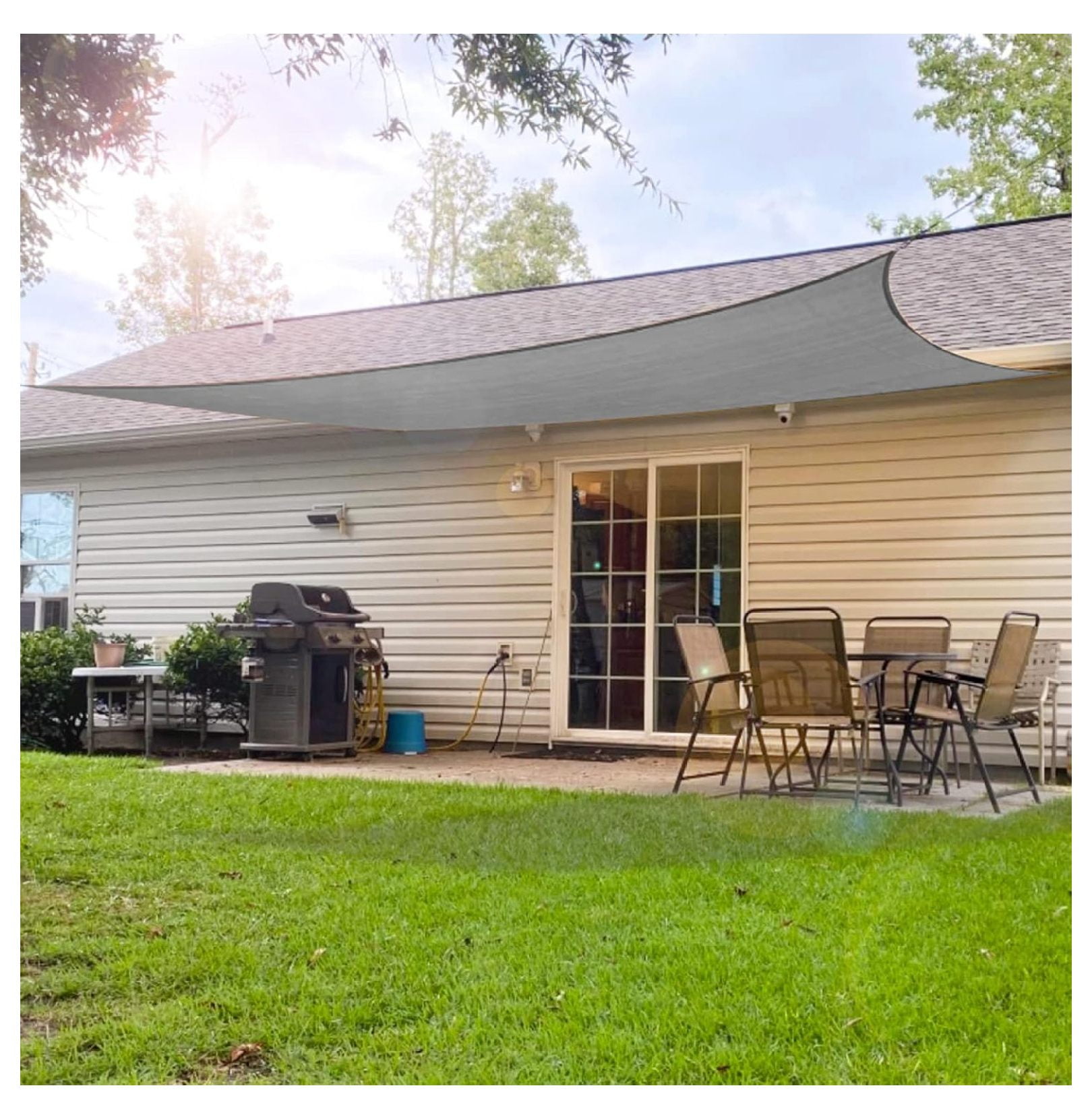 Patio Sun Shade Sail Canopy, 6' x 10' Edge Double-Layer Reinforcement ...