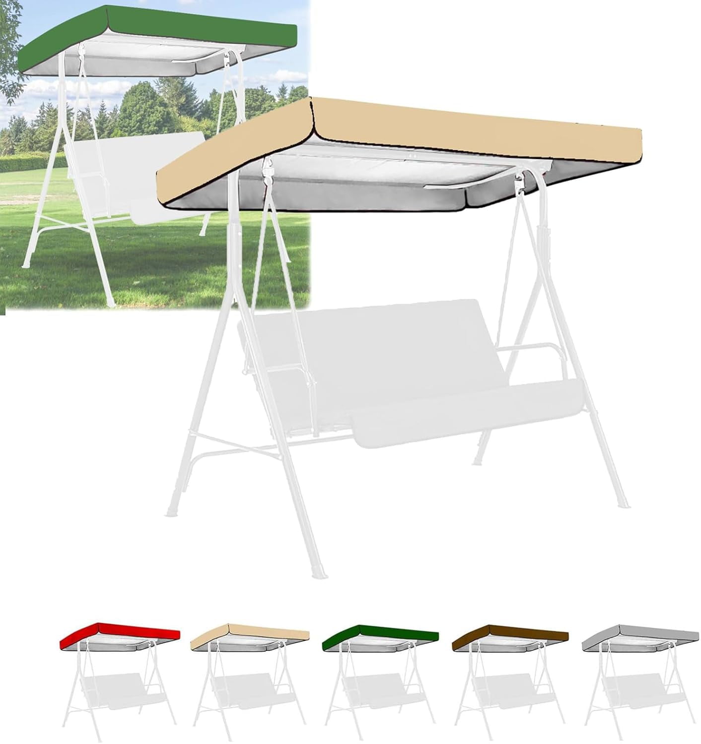 Patio Swing Canopy Waterproof Top Cover Cloth, 210D/190T Outdoor Swing ...