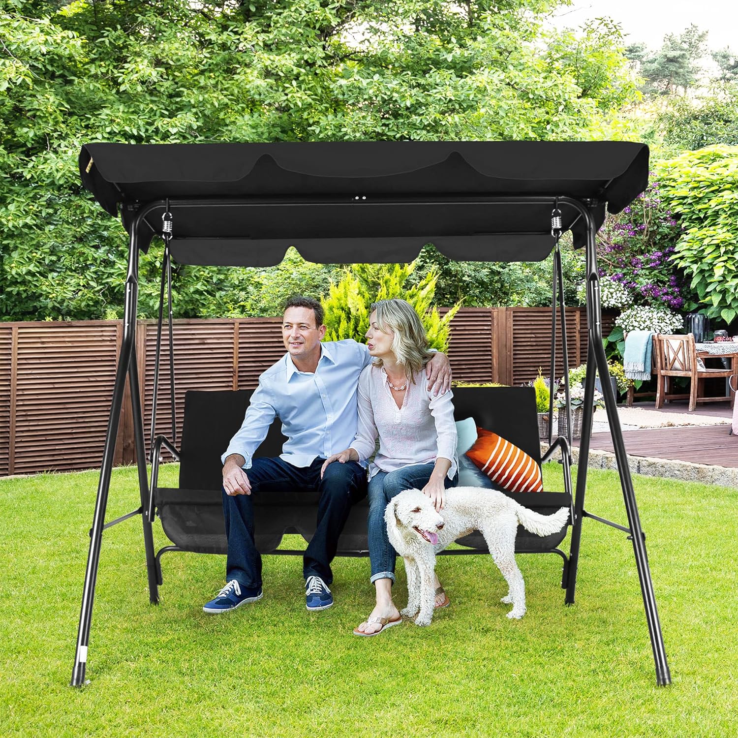 Patio Swing Chair,Outdoor Porch Swing with Adjustable Canopy and ...
