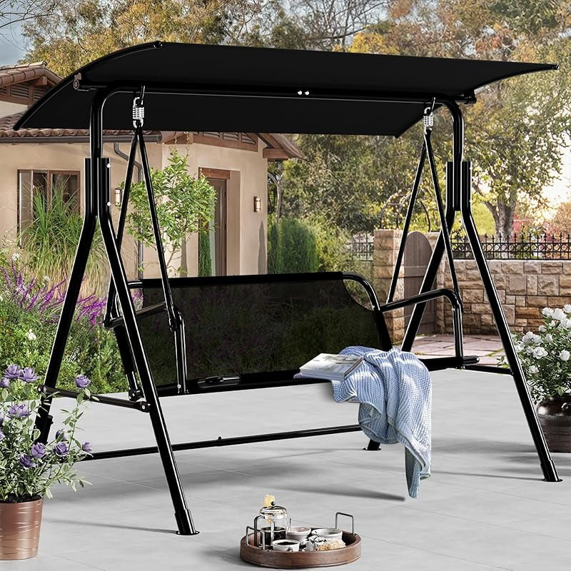 Patio Swing Front Porch Swing for Adults 3 Seat Porch Swings with ...