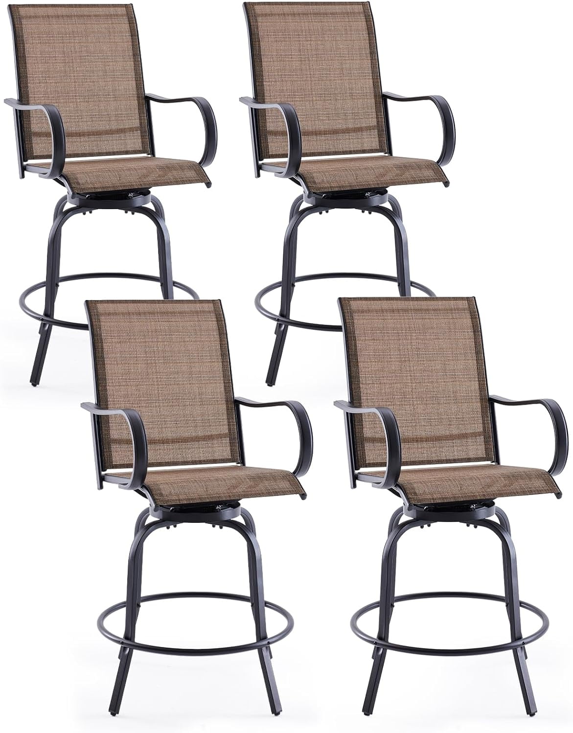 Patio Swivel Bar Stools Set of 4，All-Weather Outdoor High Bistro Stools ...