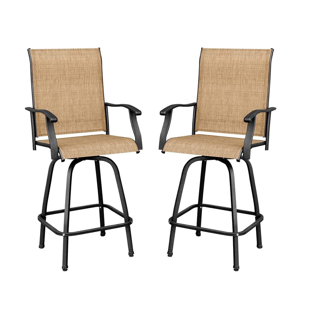 Patio Swivel Bar Stools Set of 2, Counter Height Outdoor Chairs with ...