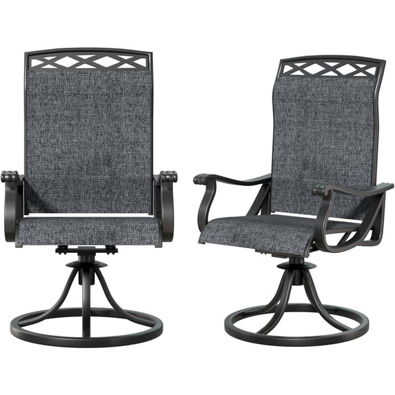 Patio Swivel Chair Set of 2, High Back Textilene Patio Chairs, Swivel ...
