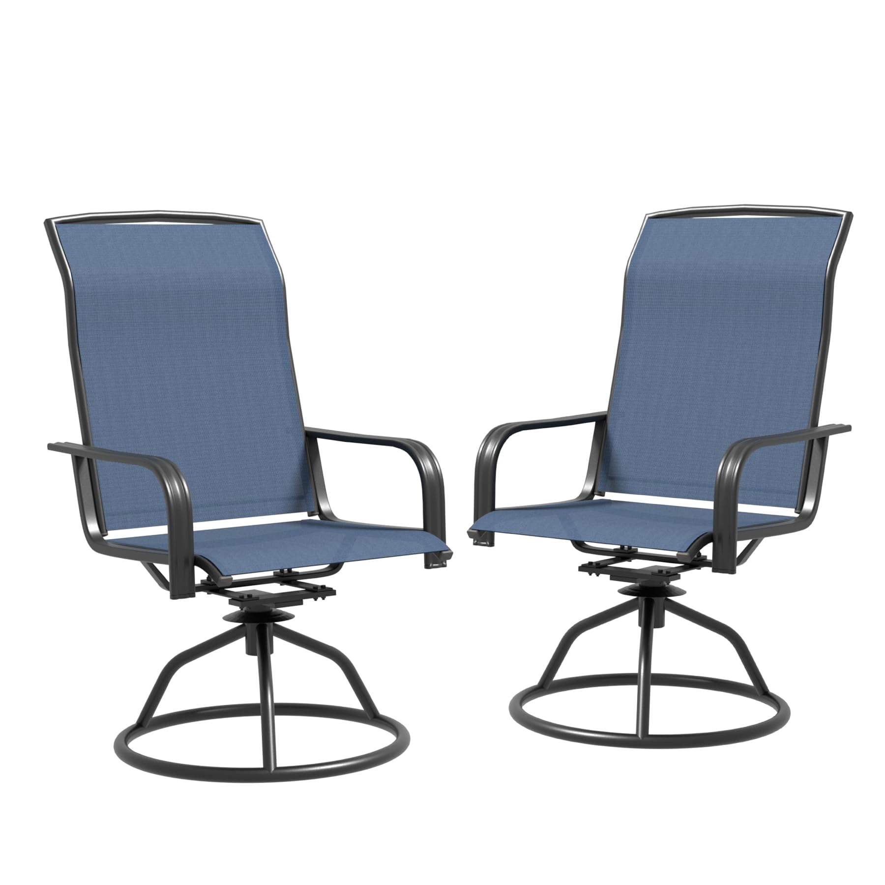 Patio Swivel Chair Set of 2, Outdoor High Back Textilene Rocking Chairs ...