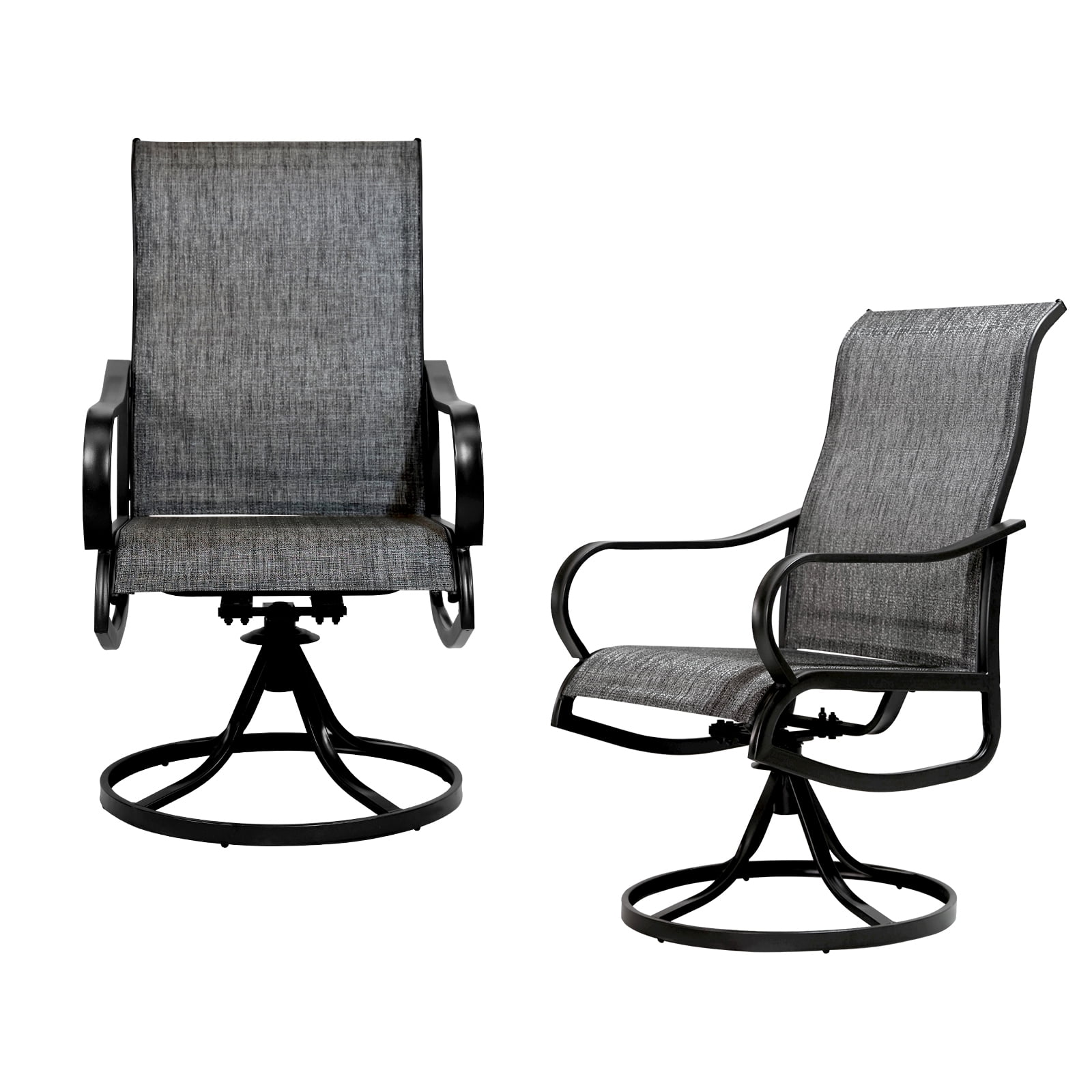 Patio Swivel Chairs Set of 2, Outdoor Dining Chairs with All-Weather ...
