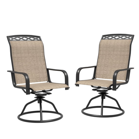 Patio Swivel Chairs Set of 2, Waterproof Outdoor Dining Chairs with All ...