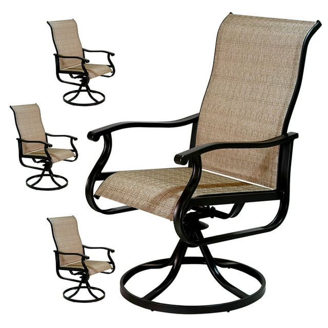 Patio Swivel Chairs Set of 4, Outdoor High Back Rocker Dining Chairs ...