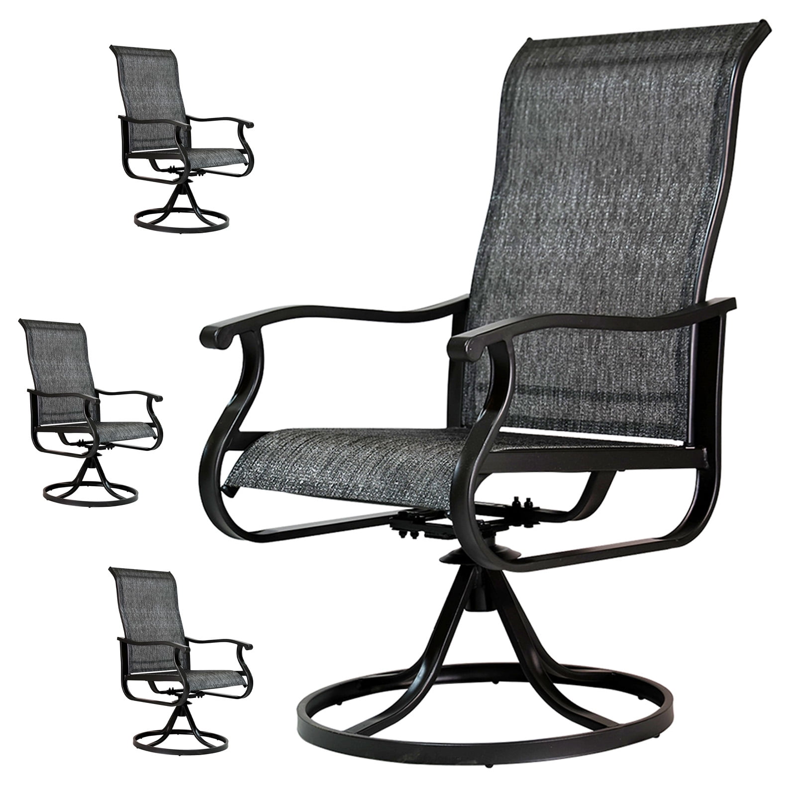 Patio Swivel Chairs Set of 4, Outdoor High Back Rocker Dining Chairs ...
