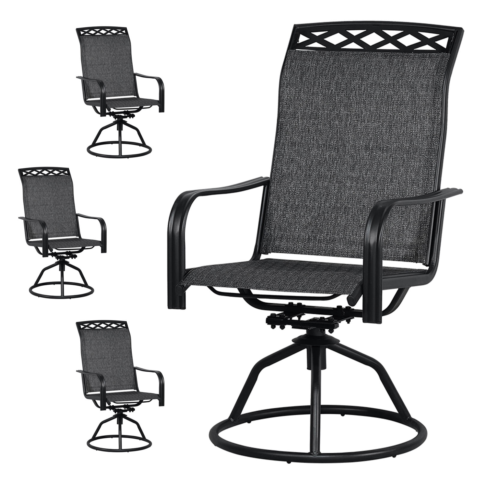 Patio Swivel Chairs Set of 4, Waterproof Outdoor Dining Chairs with All ...