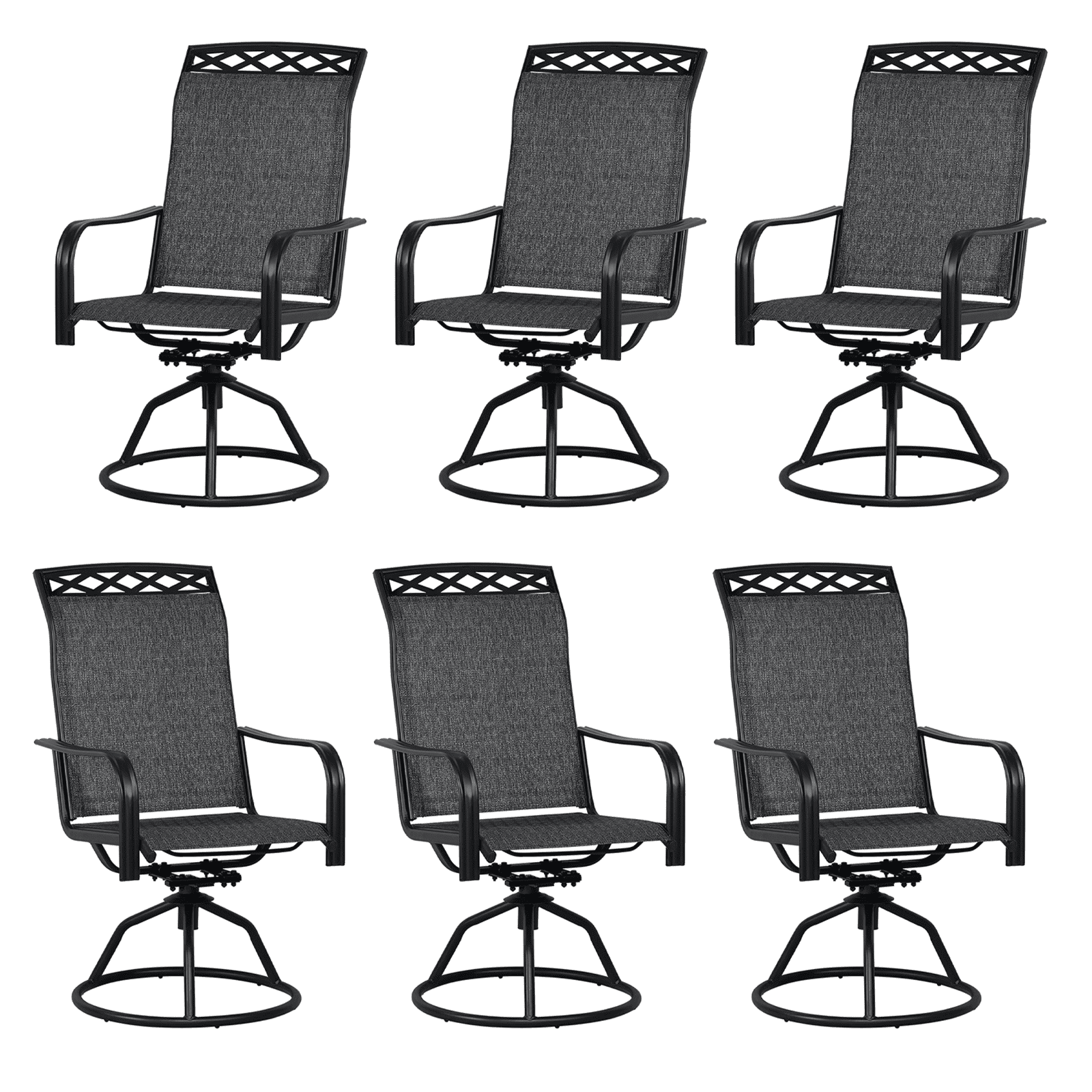 Patio Swivel Chairs Set of 6, Waterproof Outdoor Dining Chairs with All ...