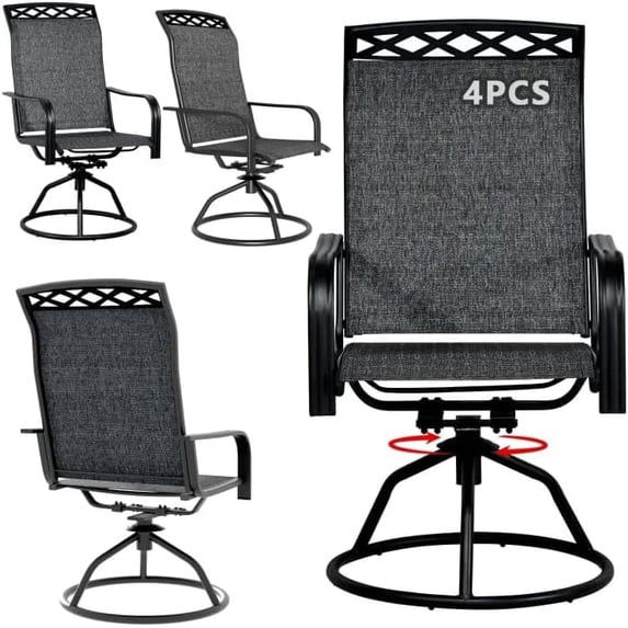 Patio Swivel Dining Chairs Set of 4,Outdoor Swivel Rocker Patio Chairs ...