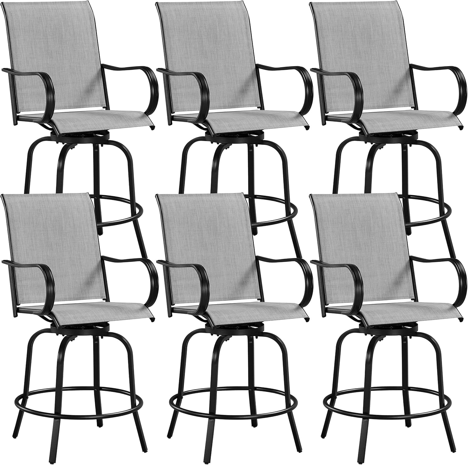 Patio Swivel Outdoor Chairs Set of 6, High Bistro Stools Outdoor ...