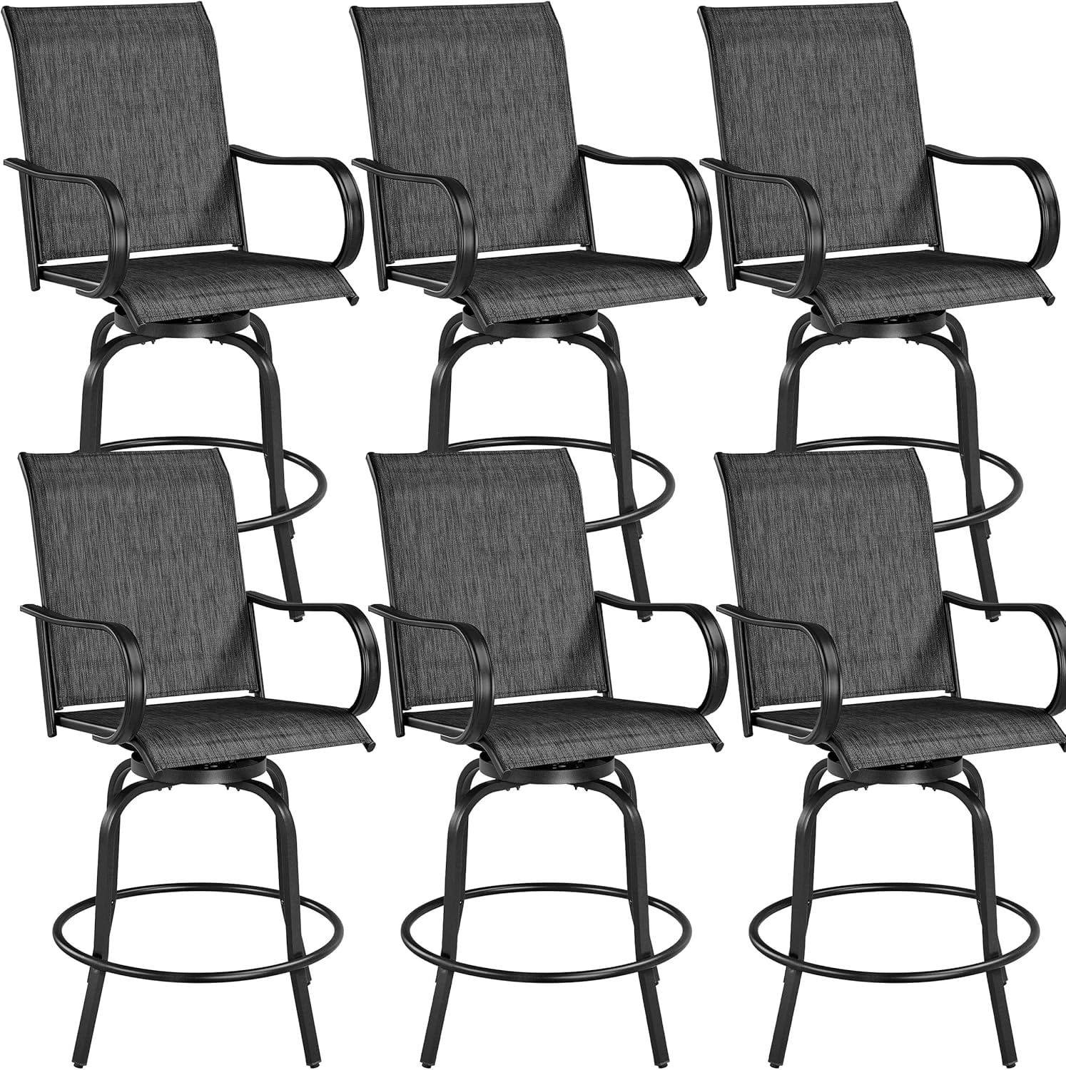 Patio Swivel Outdoor Chairs Set of 6, High Bistro Stools Outdoor ...