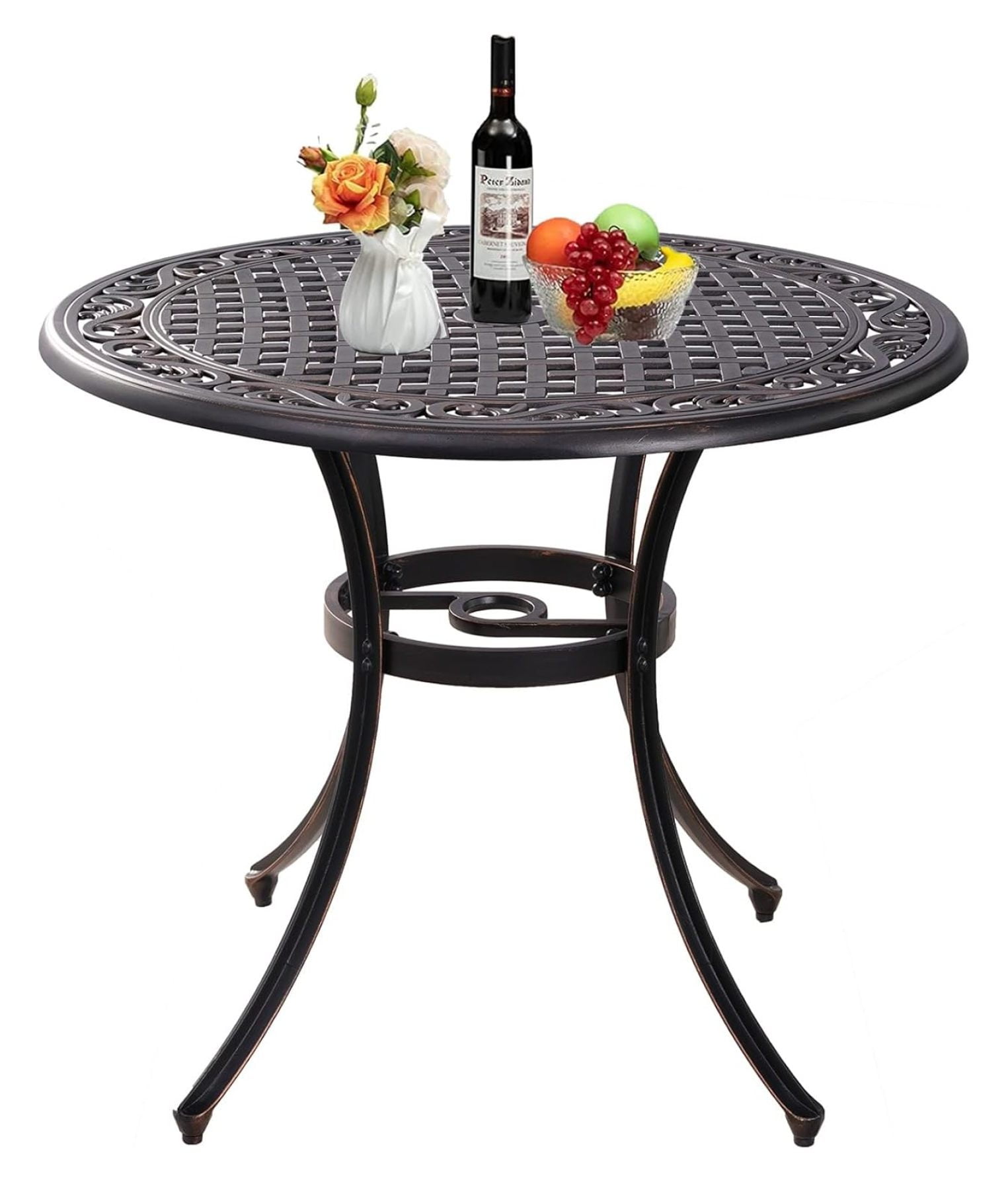 Patio Table Cast Aluminum Outdoor Dining Table, Rust Resistant Patio ...