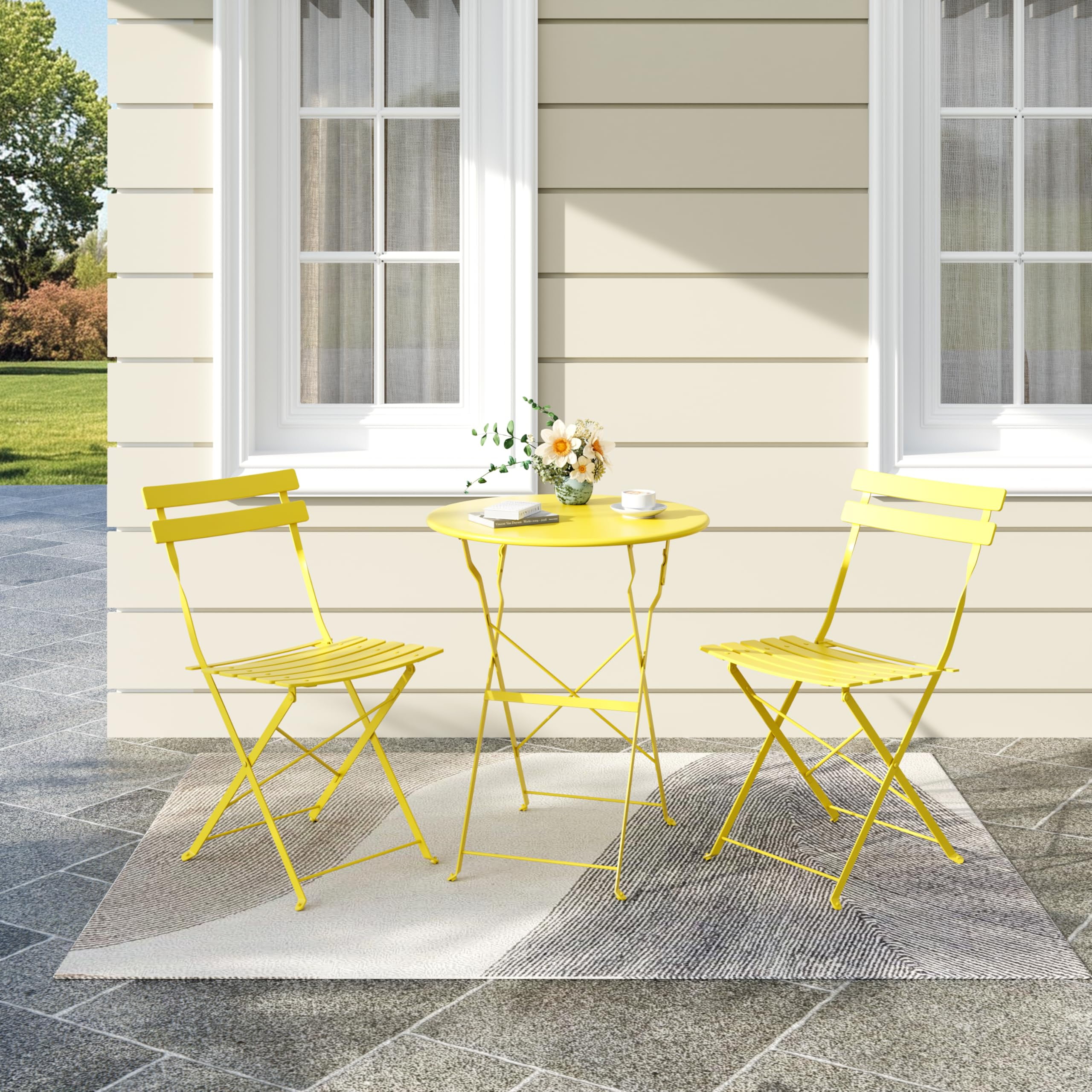 Patio Table and Chairs Set of 2, 3 Piece Patio Bistro Sets, Small ...