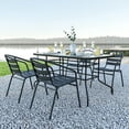 Patio Table & Chairs Set - Rectangular Metal Table with Tempered Glass ...