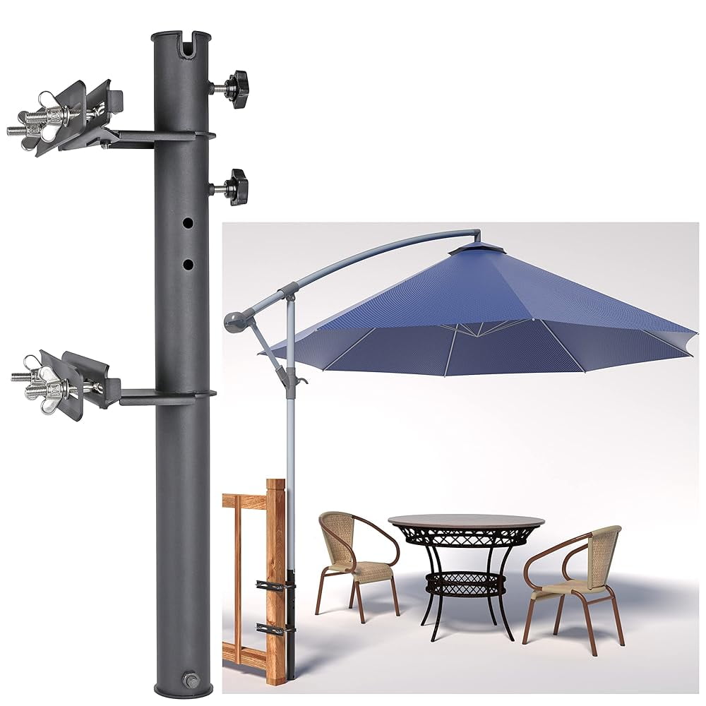 Patio Table/Offset Umbrella Railing Holder, Stainl Steel Outdoor ...