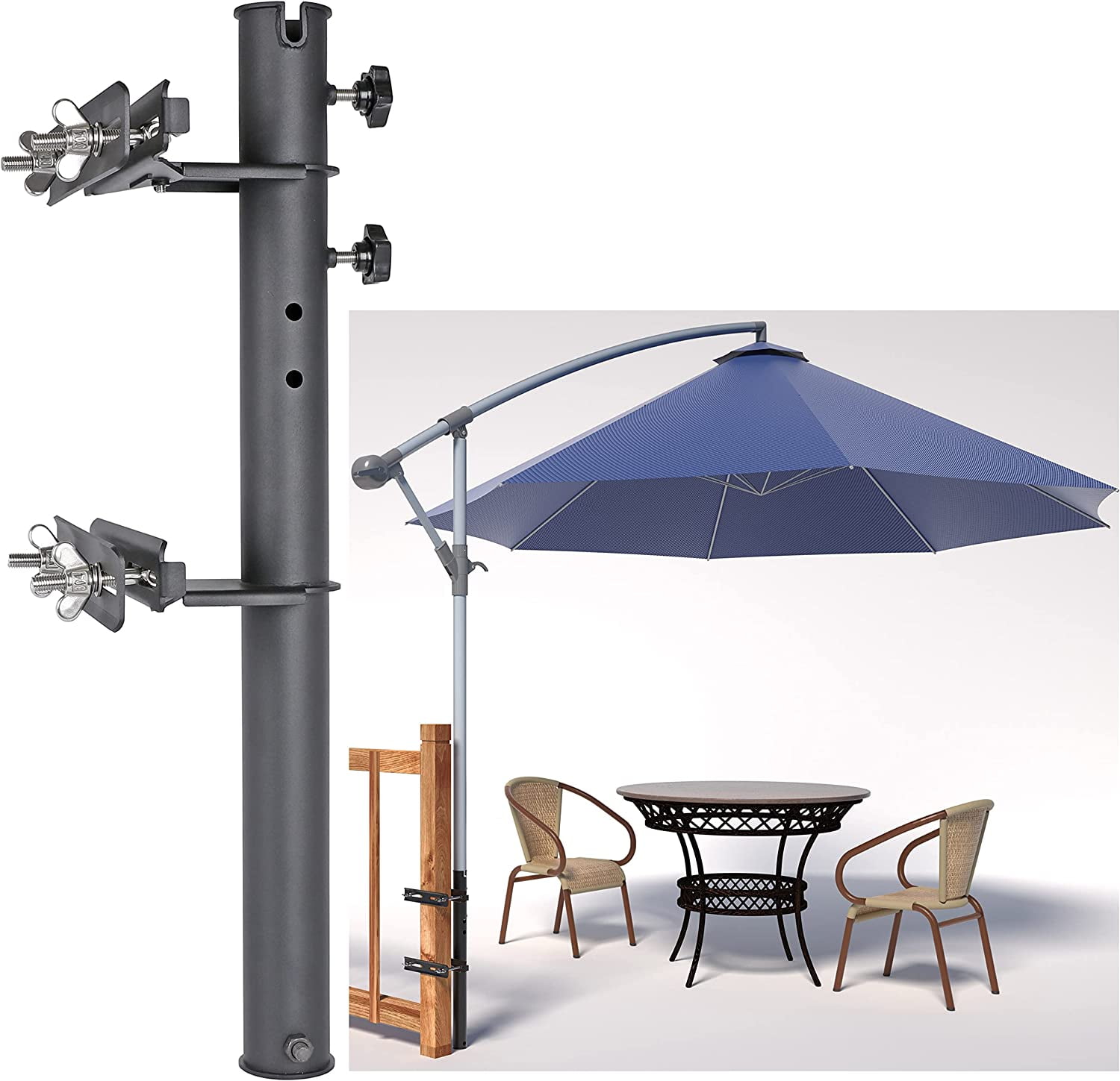 Patio Table/Offset Umbrella Railing Holder, Stainless Steel Outdoor ...