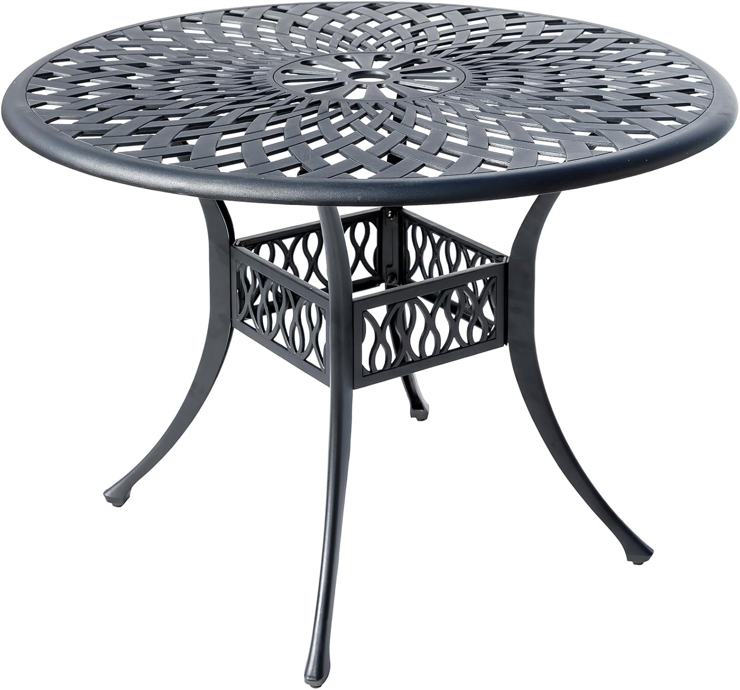 Patio Table with Umbrella Hole 42 inch Cast Aluminum Round Table ...