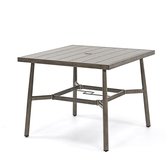 Patio Table for 4 Aluminum Outdoor Dining Table Square with Umbrella ...