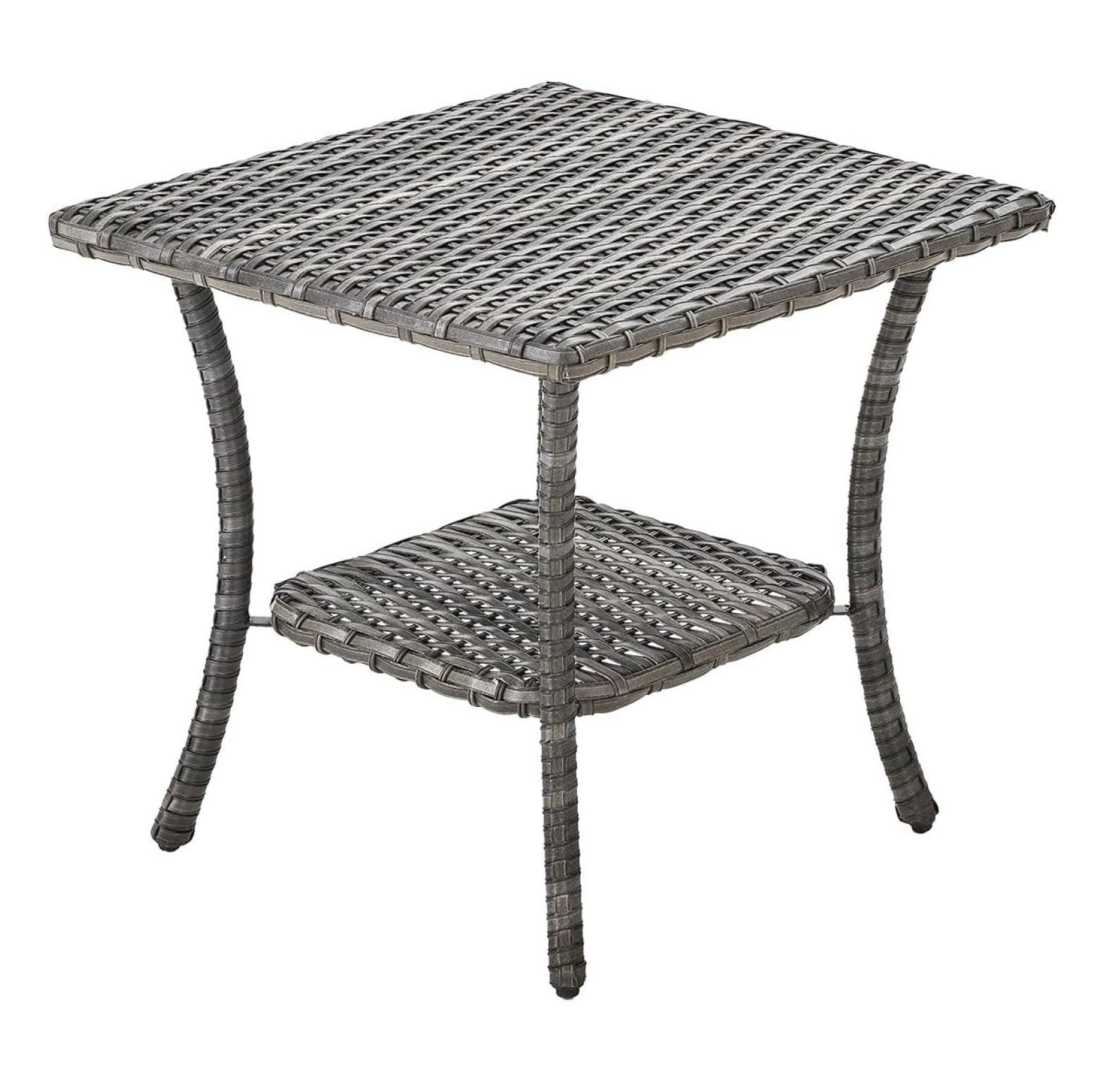 Patio Tables Outdoor Coffee Table - Wicker Rattan Side Table with 2 ...