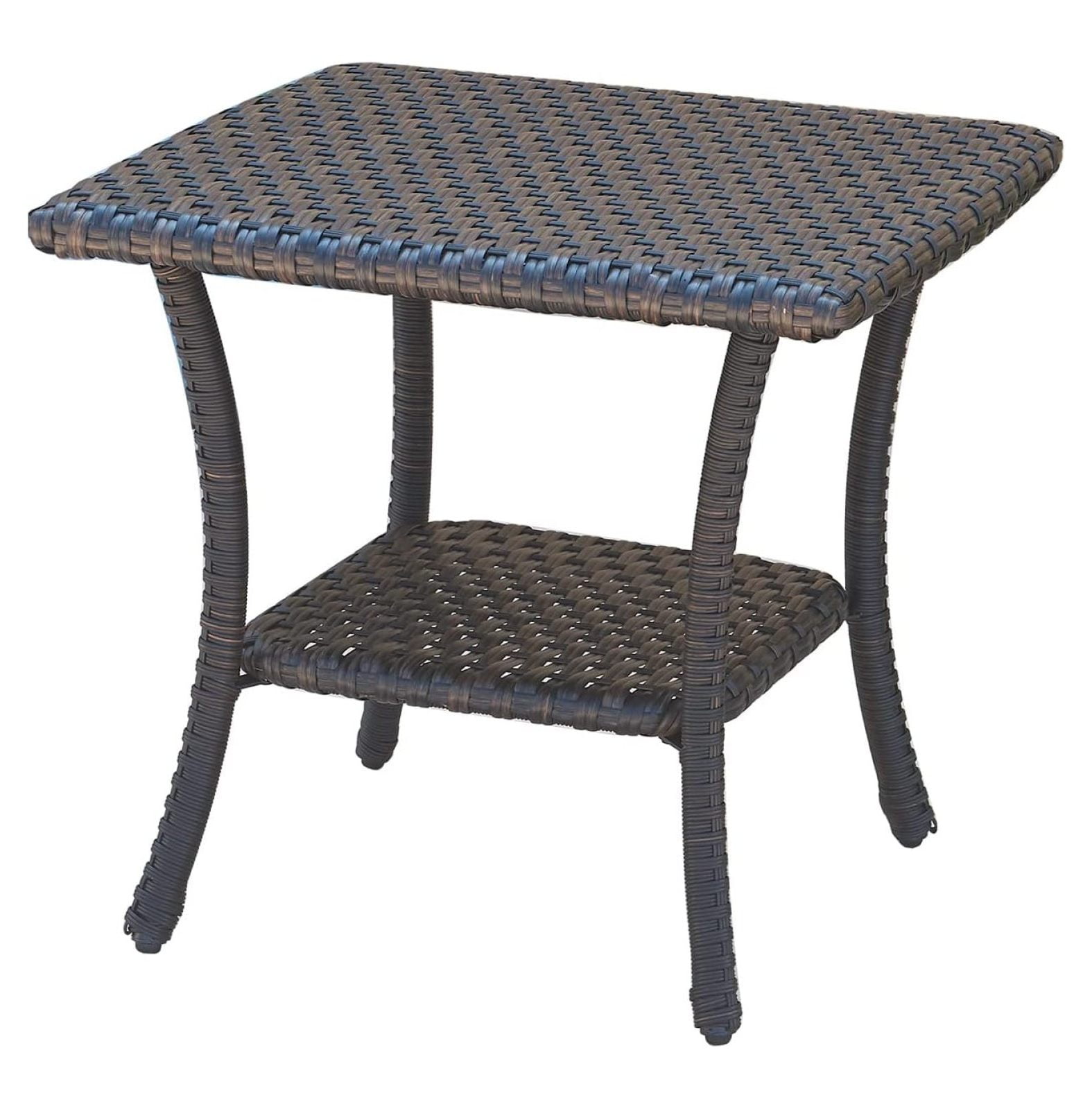 Patio Tables Wicker Coffee Table - Rattan End Table with 2-Tier Storage ...