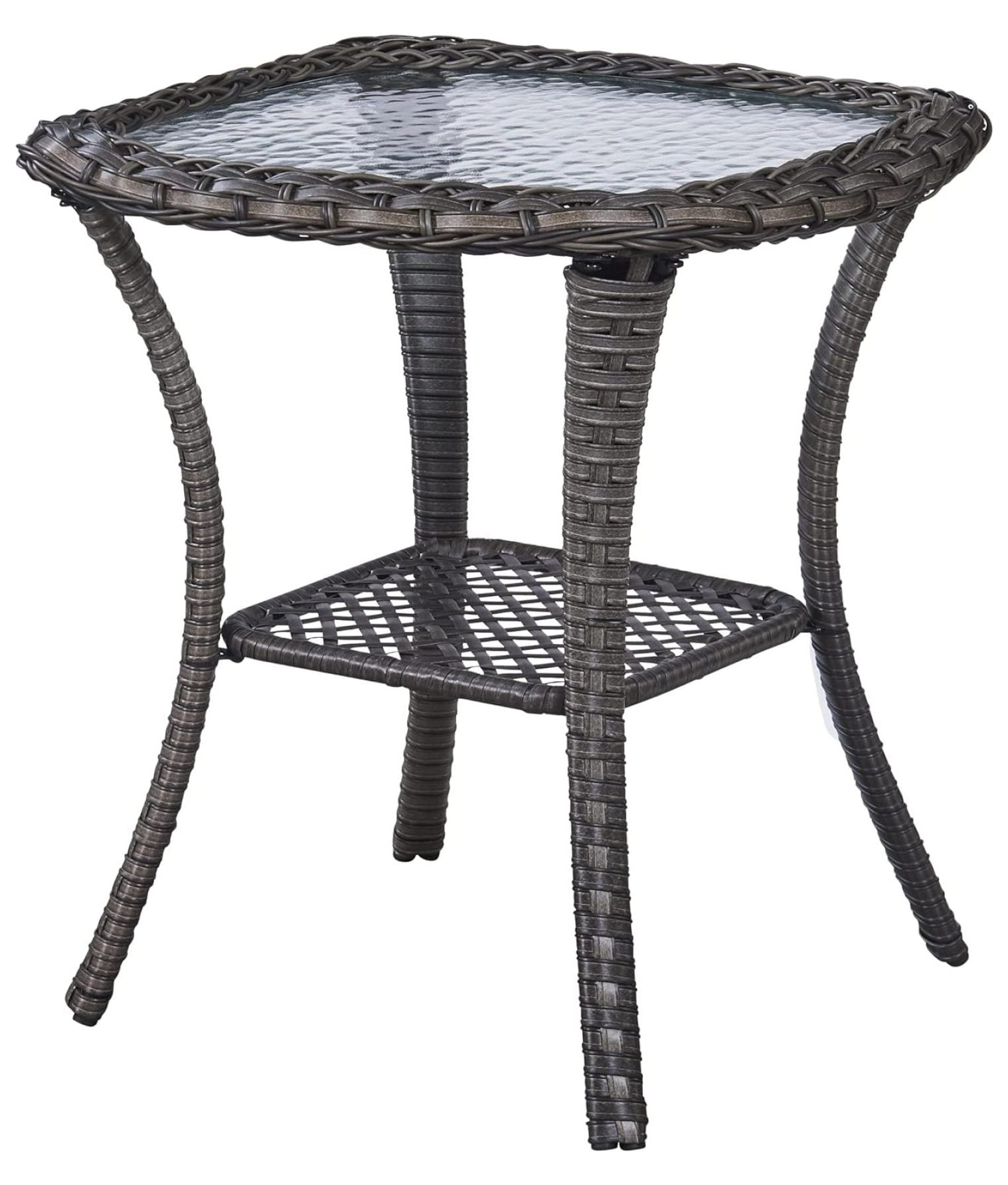 Patio Tables Wicker Side Table - Rattan Coffee Table with Glass Top End ...