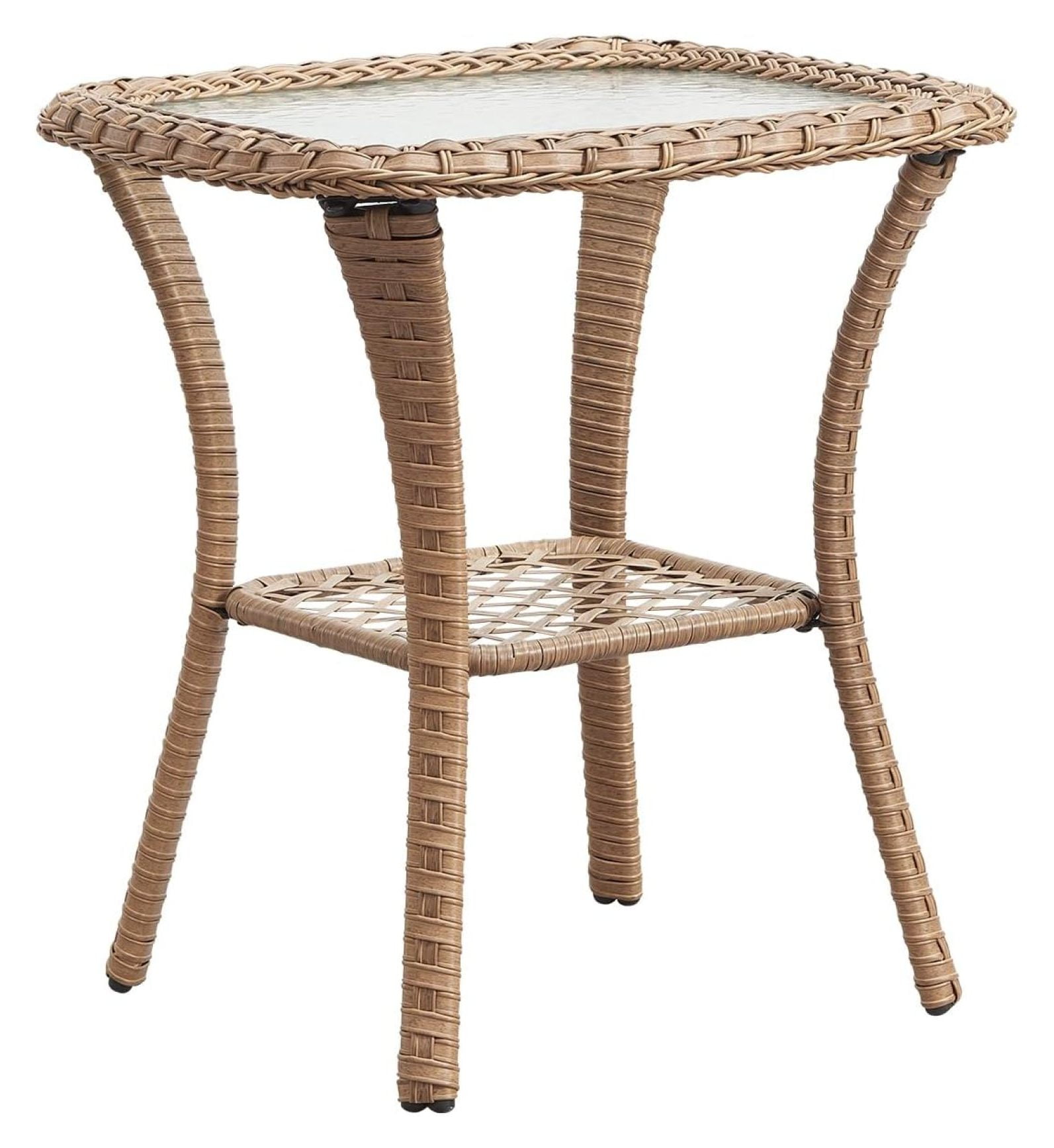 Patio Tables Wicker Side Table - Rattan Coffee Table with Glass Top End ...