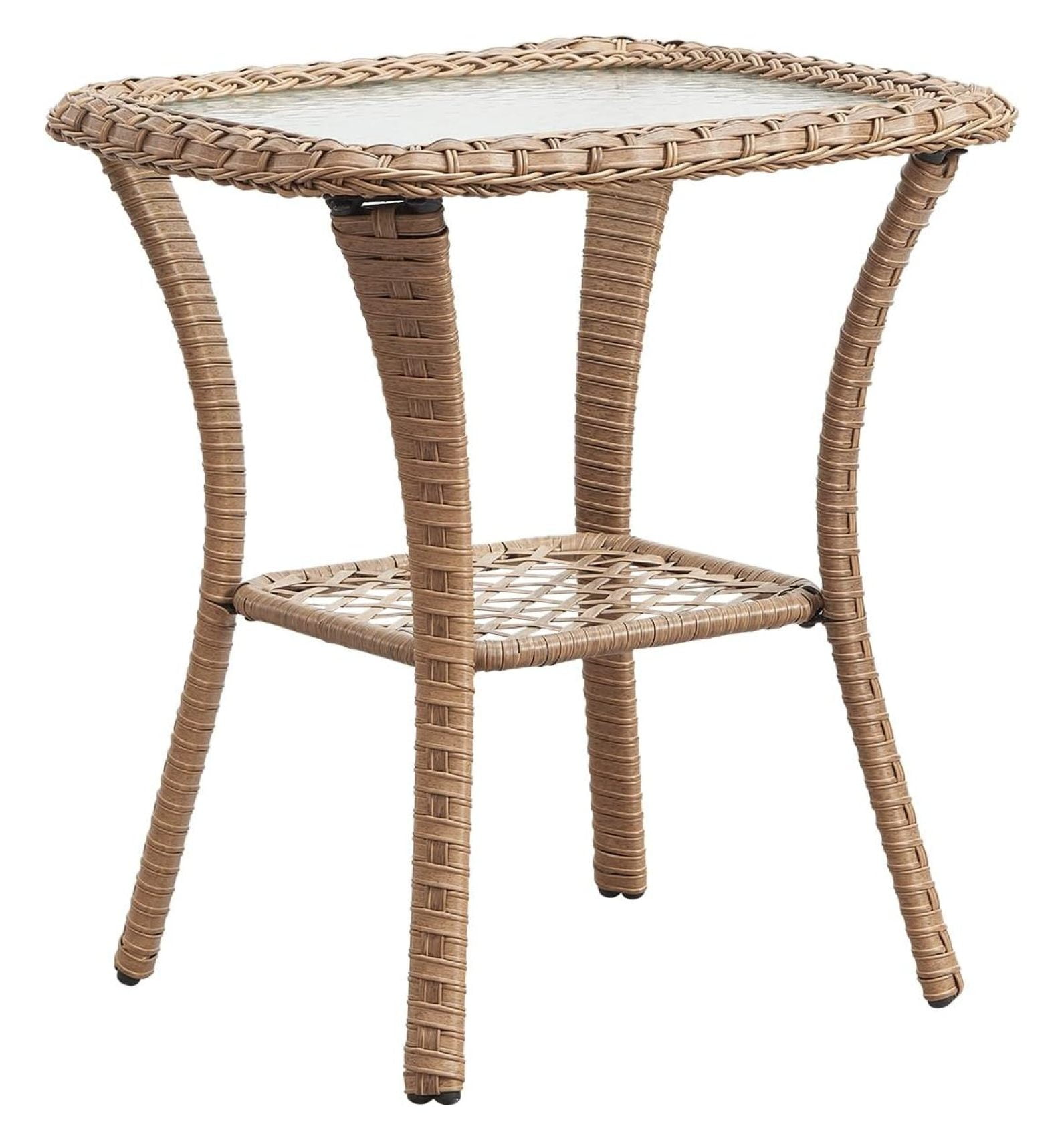 Patio Tables Wicker Side Table - Rattan Coffee Table with Glass Top End ...