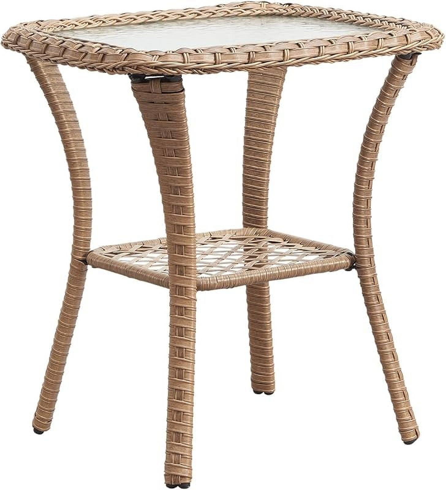 Patio Tables Wicker Side Table - Rattan Coffee Table with Glass Top End ...